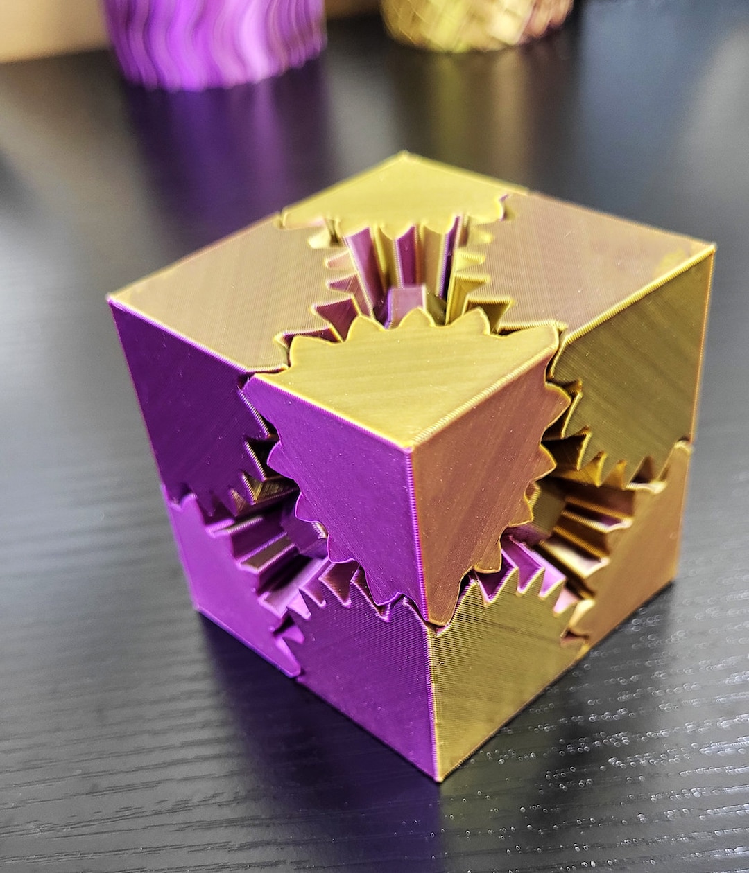 3D Printed Gear Cube Fidget Stress Relief Toy - Etsy
