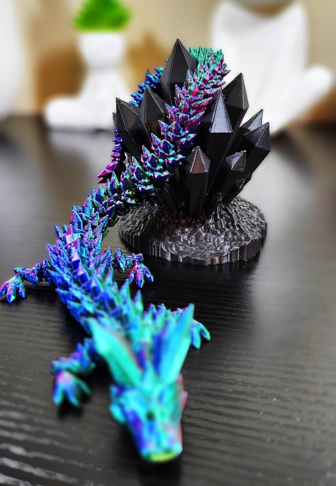 3D Printed Dragon Fidget Toy Decoration Articulated Crystal Dragon - Etsy