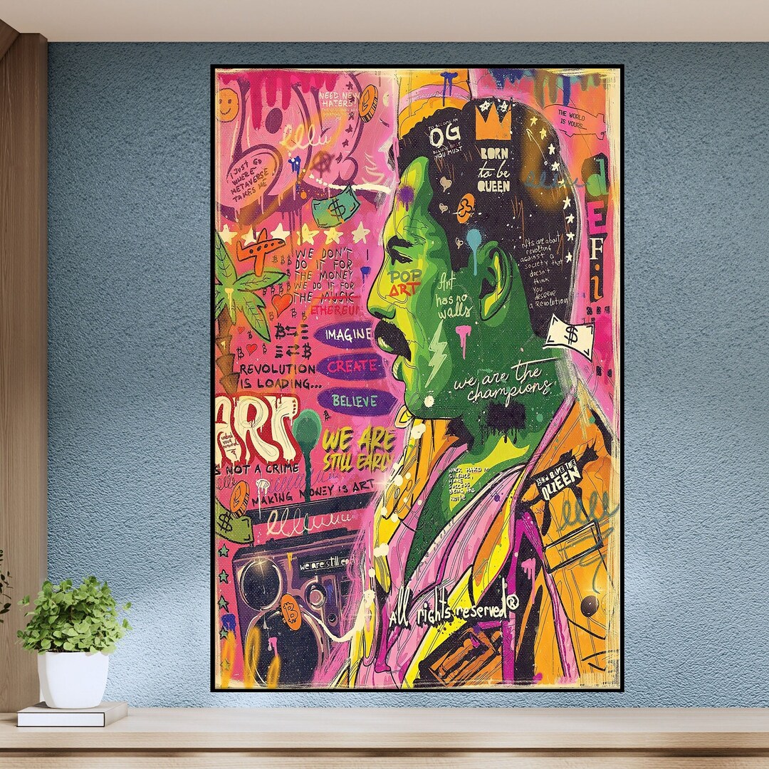 Freddie Mercury , Queen, Rock Star 100% Hand Painted Oil Painting on ...