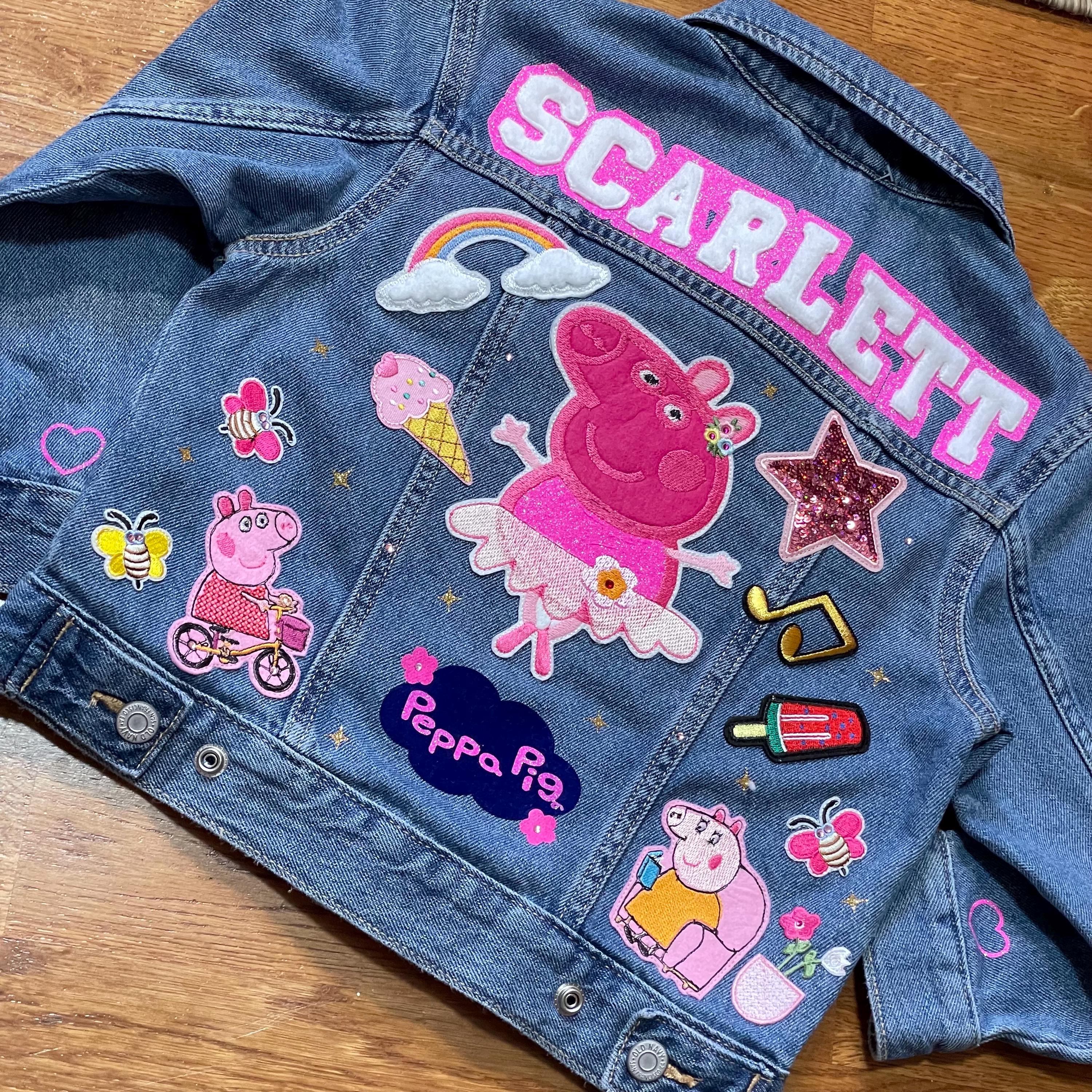 Custom Peppa Pig Denim Jacket, Varsity Letter, Personalized Jacket With ...