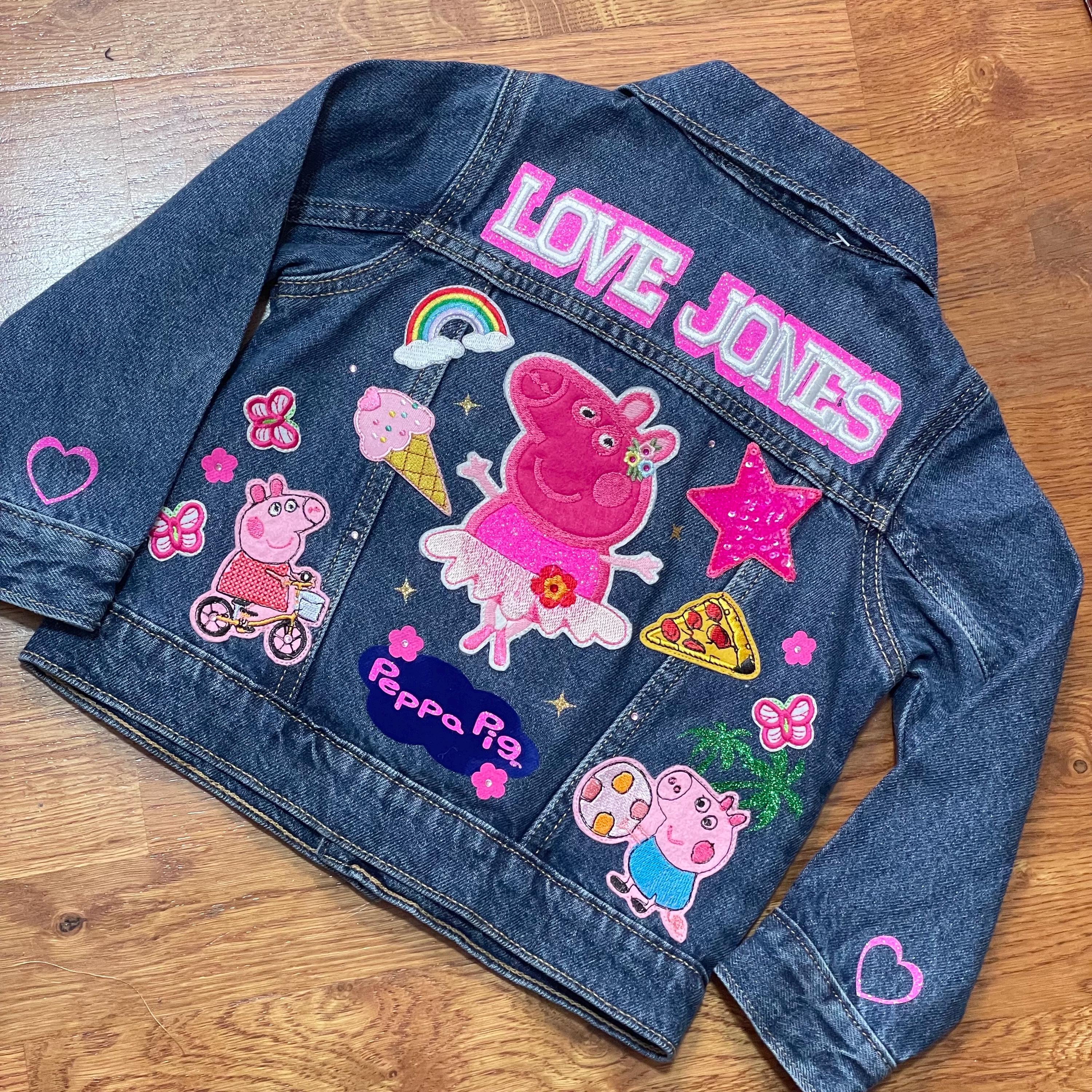 Custom Peppa Pig Denim Jacket, Varsity Letter, Personalized Jacket With ...