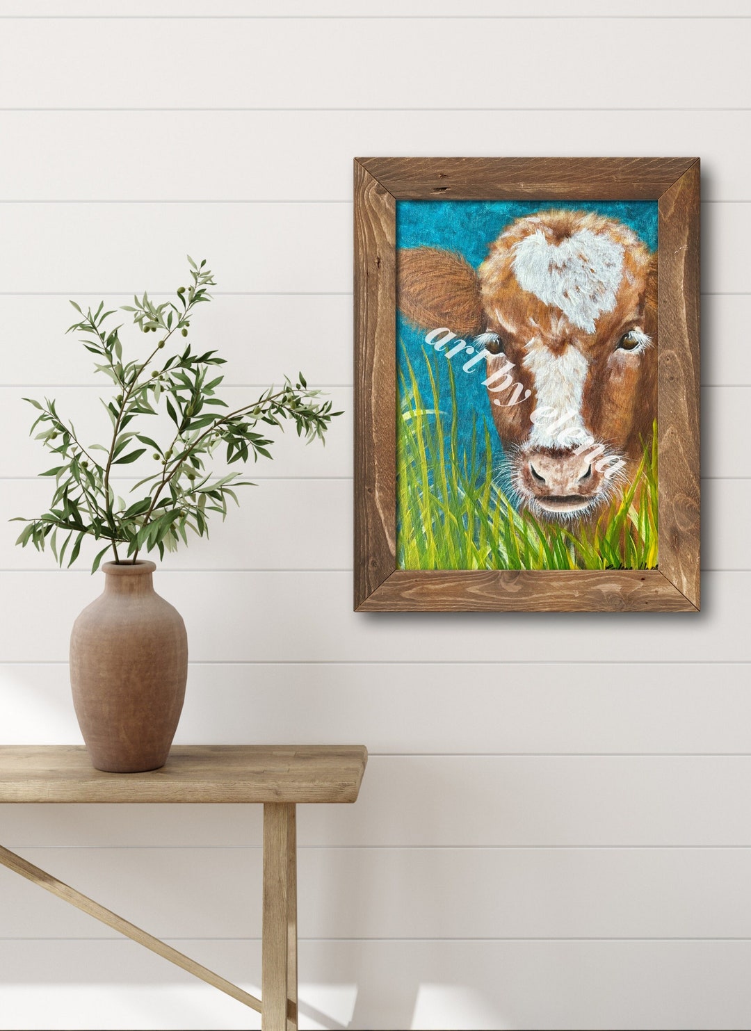 Printable Painting of Cow | Digital Art Print Download | Rustic Home ...