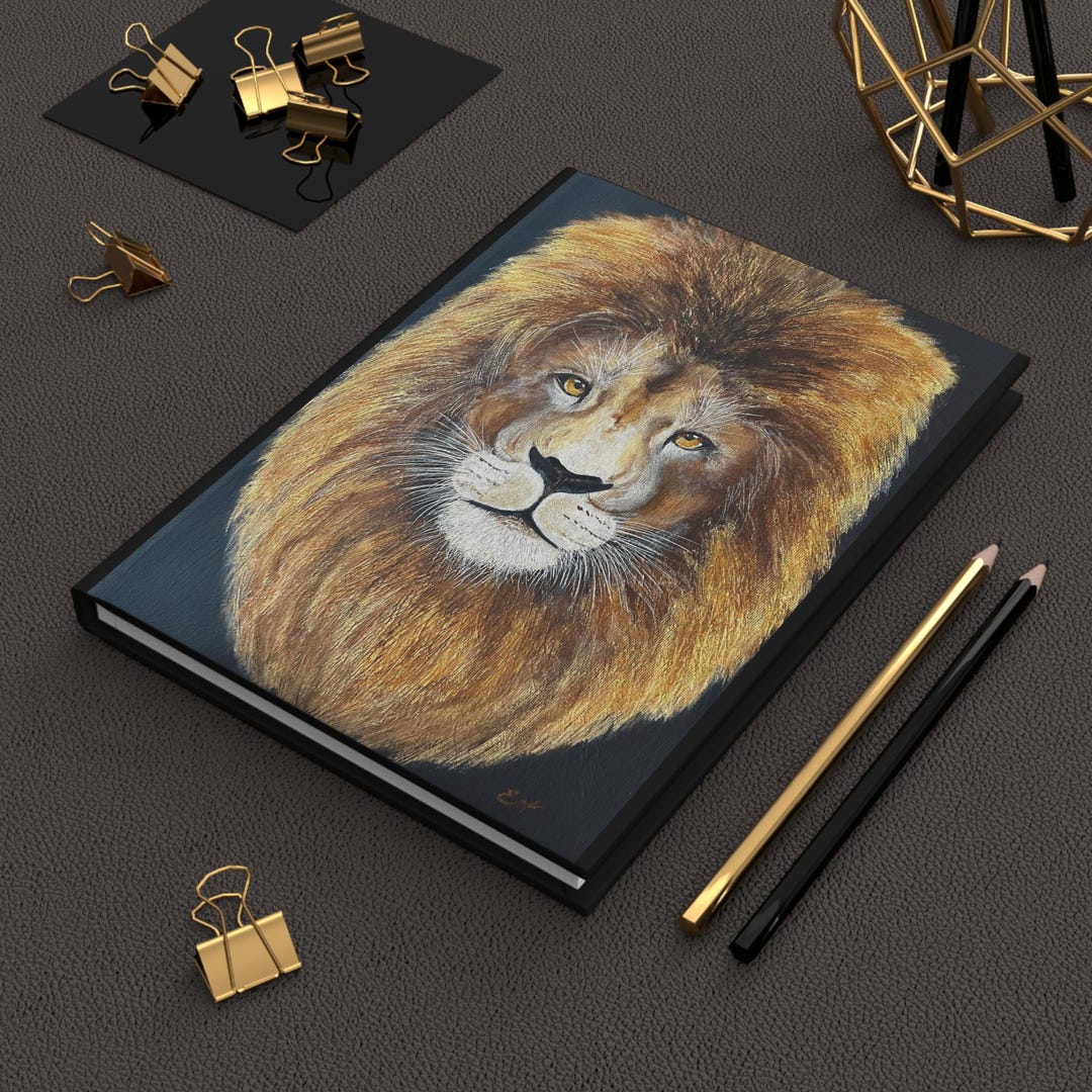 Lion Painting on Hardcover Journal Matte, Art Print Journal, Gift for ...