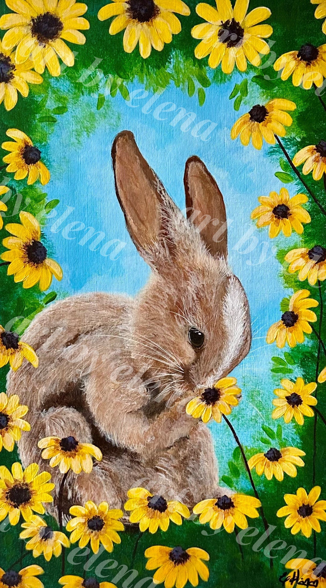 Printable Painting of Rabbit Bunny | Digital Art Download | Spring Home ...