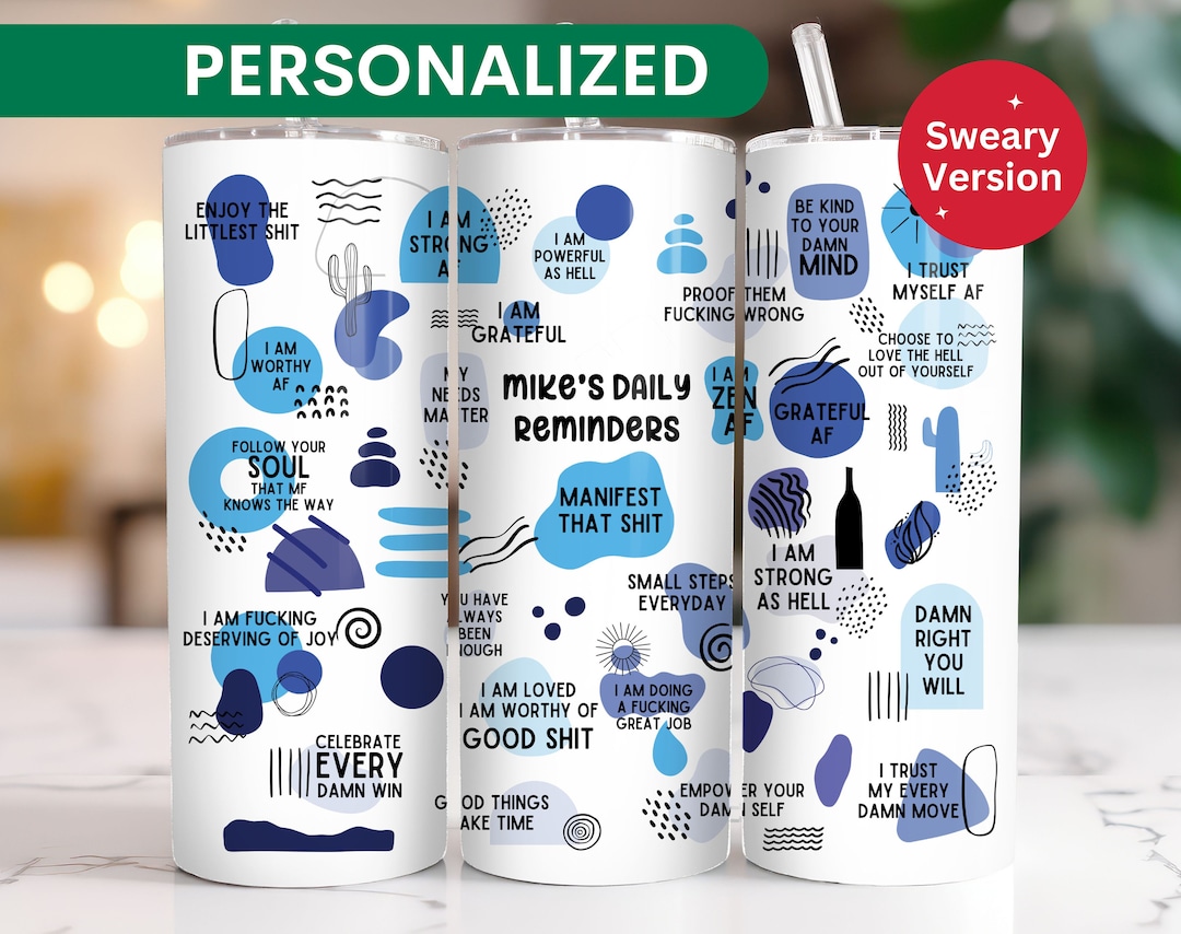 Personalized Swear Affirmations Tumbler for Men, Custom Daily Reminders ...
