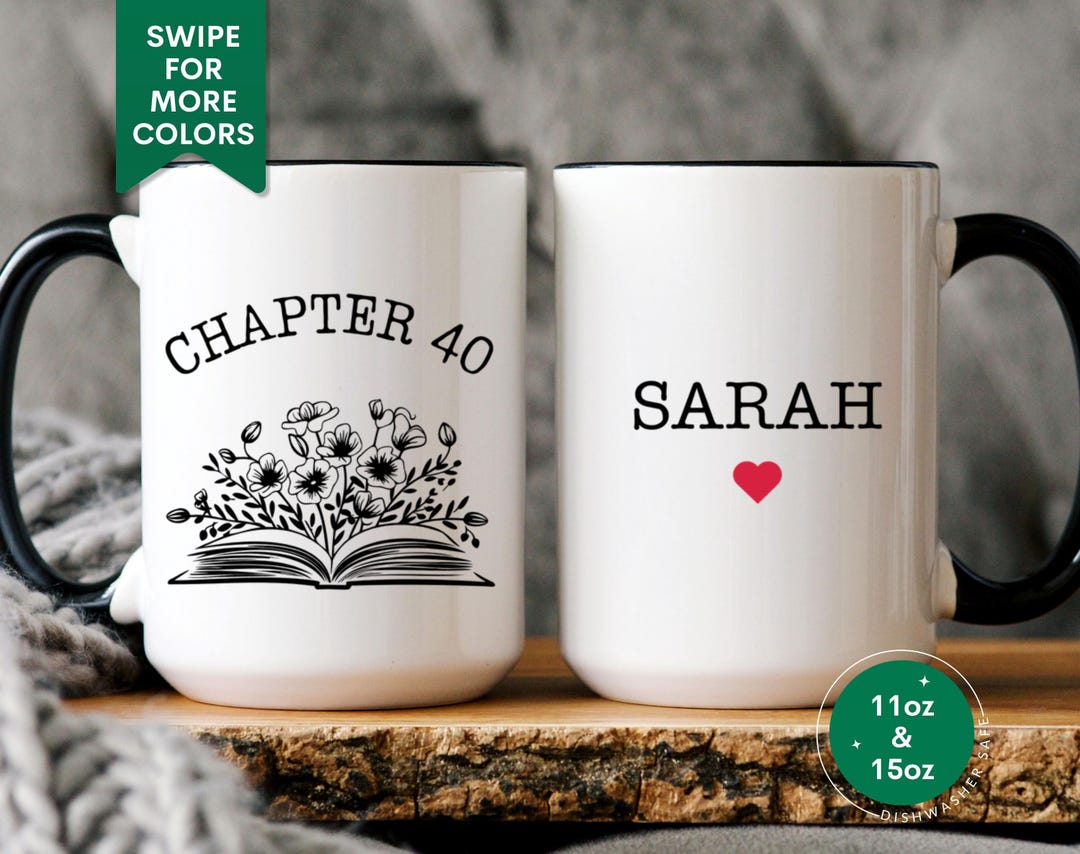 40th Birthday Gift Custom Mug With Name Chapter 40 Mug Personalized ...