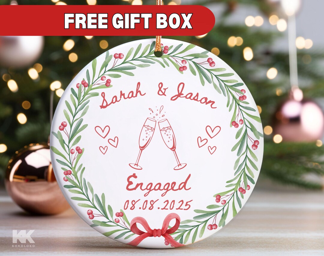 Custom Engagement Ornament Personalized Engaged Gift for Couples Custom ...