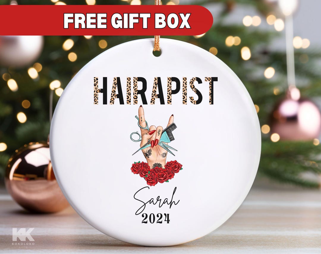 Hairstylist Gift, Personalized Hair Stylist Ornament, Hairapist Thank ...