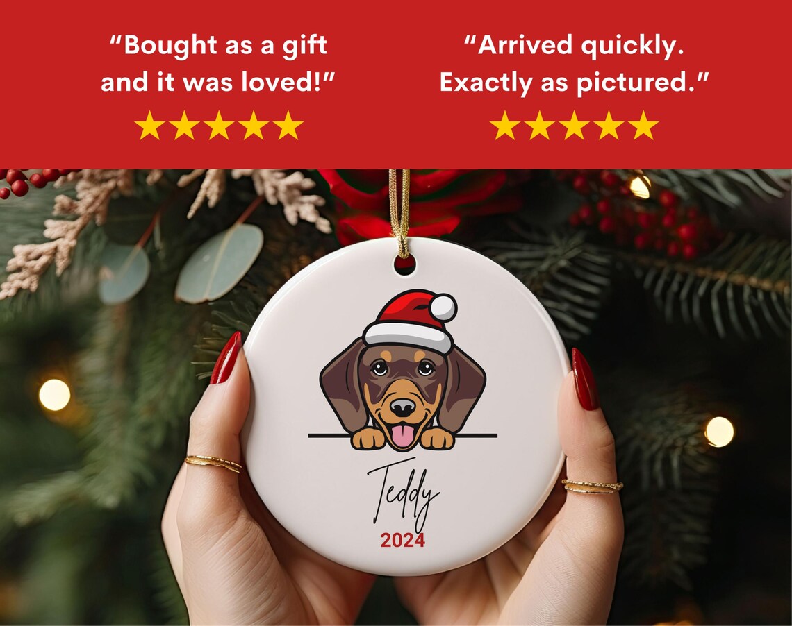 Personalized Dog Ornament, Custom Dog Christmas Gift Dog Lover Gift for ...