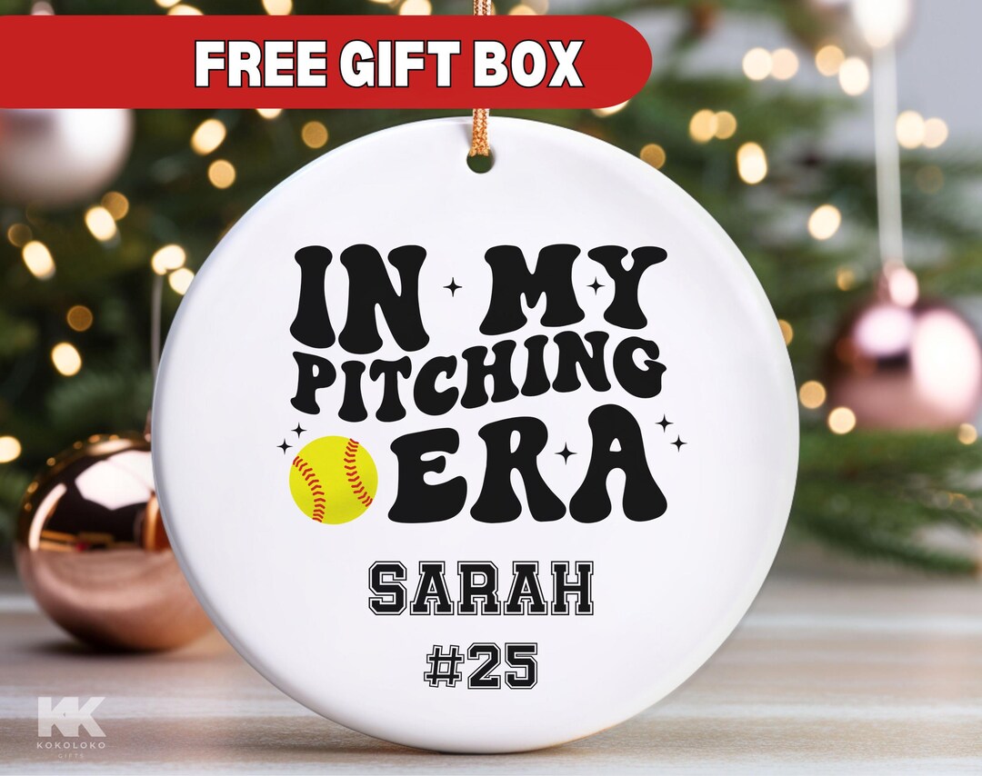 Personalized Softball Ornament in My Pitching Era Custom Christmas Gift ...