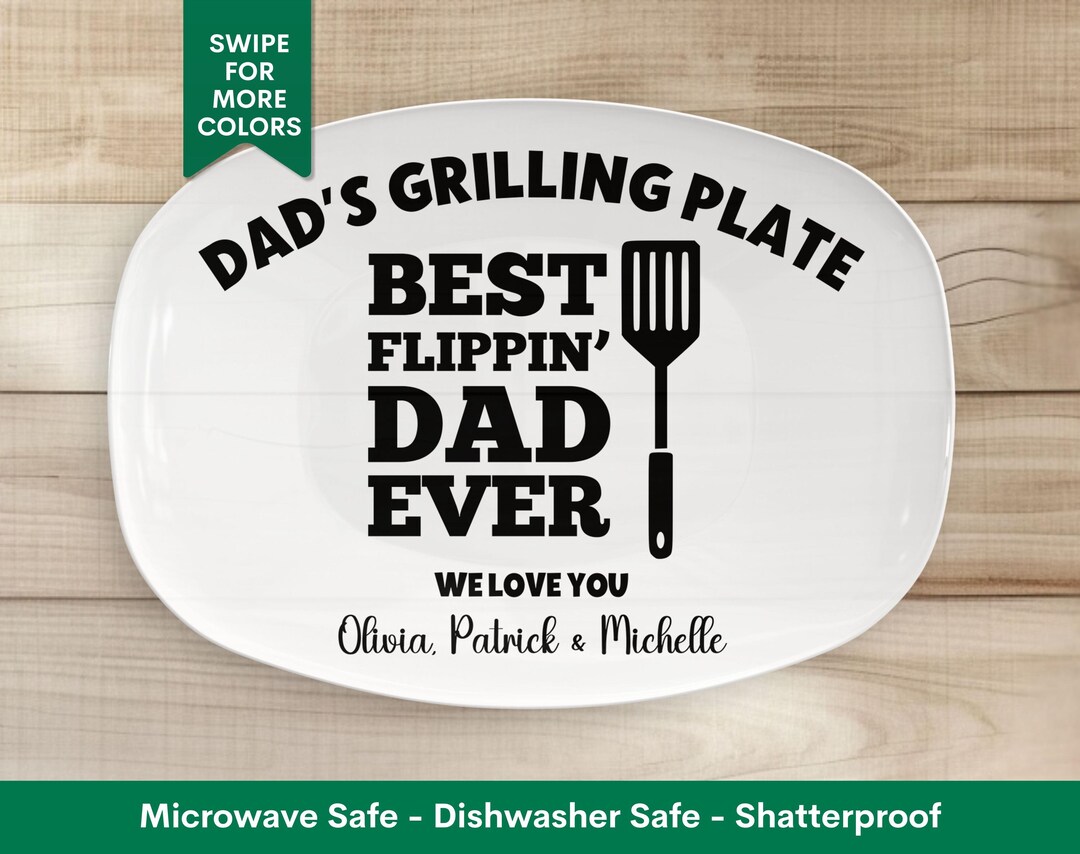 Personalized Grilling Plate for Dad Best Flippin' Dad Ever Father's Day ...