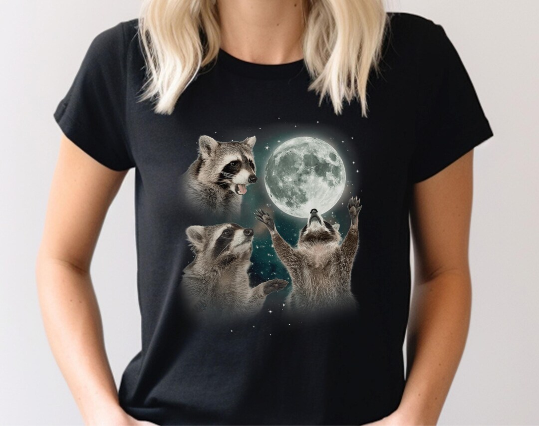 Raccoon Moon Shirt, Three Raccoons Howling at the Moon Vintage Shirt ...