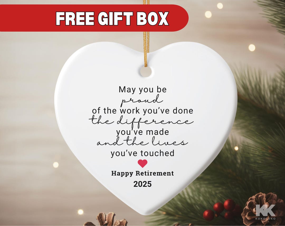 Retirement Gift Personalized Retirement Heart Ornament Custom Christmas ...