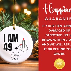 I Am 49 Plus Middle Finger Ornament, Personalized 50th Birthday ...