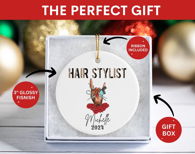 Hairstylist Gift, Personalized Hair Stylist Ornament, Hairapist Thank ...