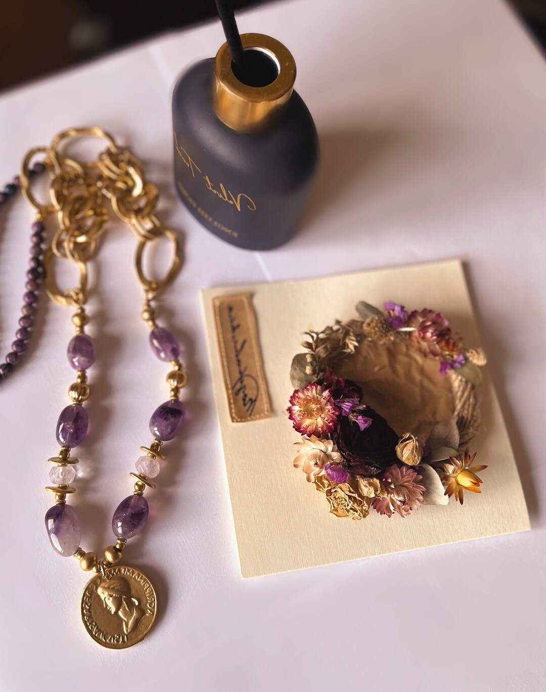 Amethyst Coin Necklace, Gemstones Collection, Roman Coin, 24K Gold ...