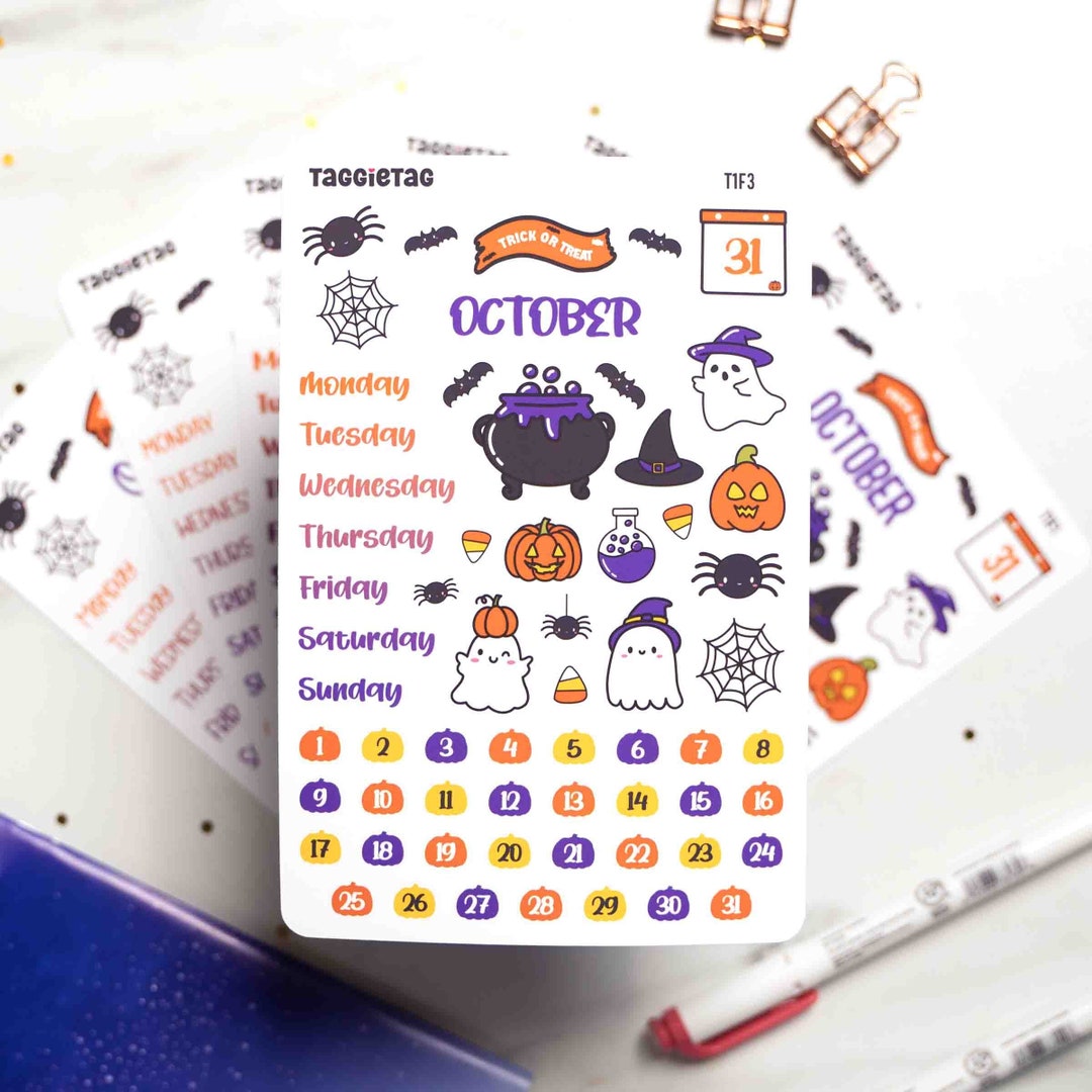 Sticker for Halloween Planner Sticker Monthly Kit for Bullet - Etsy