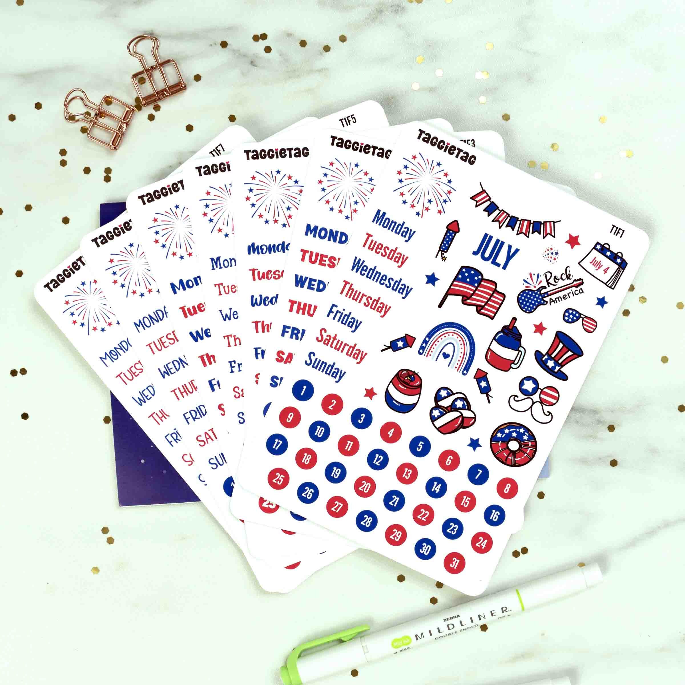 Sticker for 4th July Planner Sticker Monthly Kit for Bullet - Etsy