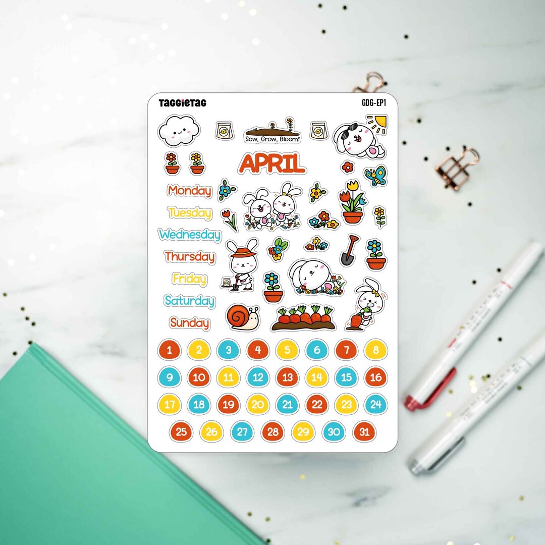Bunny Gardening Planner Stickers Sheet Cute Deco Spring Stickers for ...