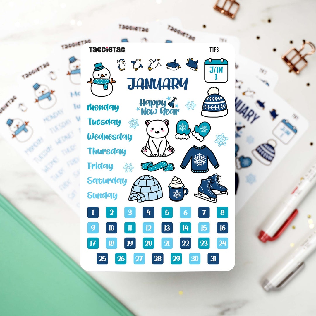 Winter Sticker for Planner Sticker Monthly Kit for Bullet Journal for ...