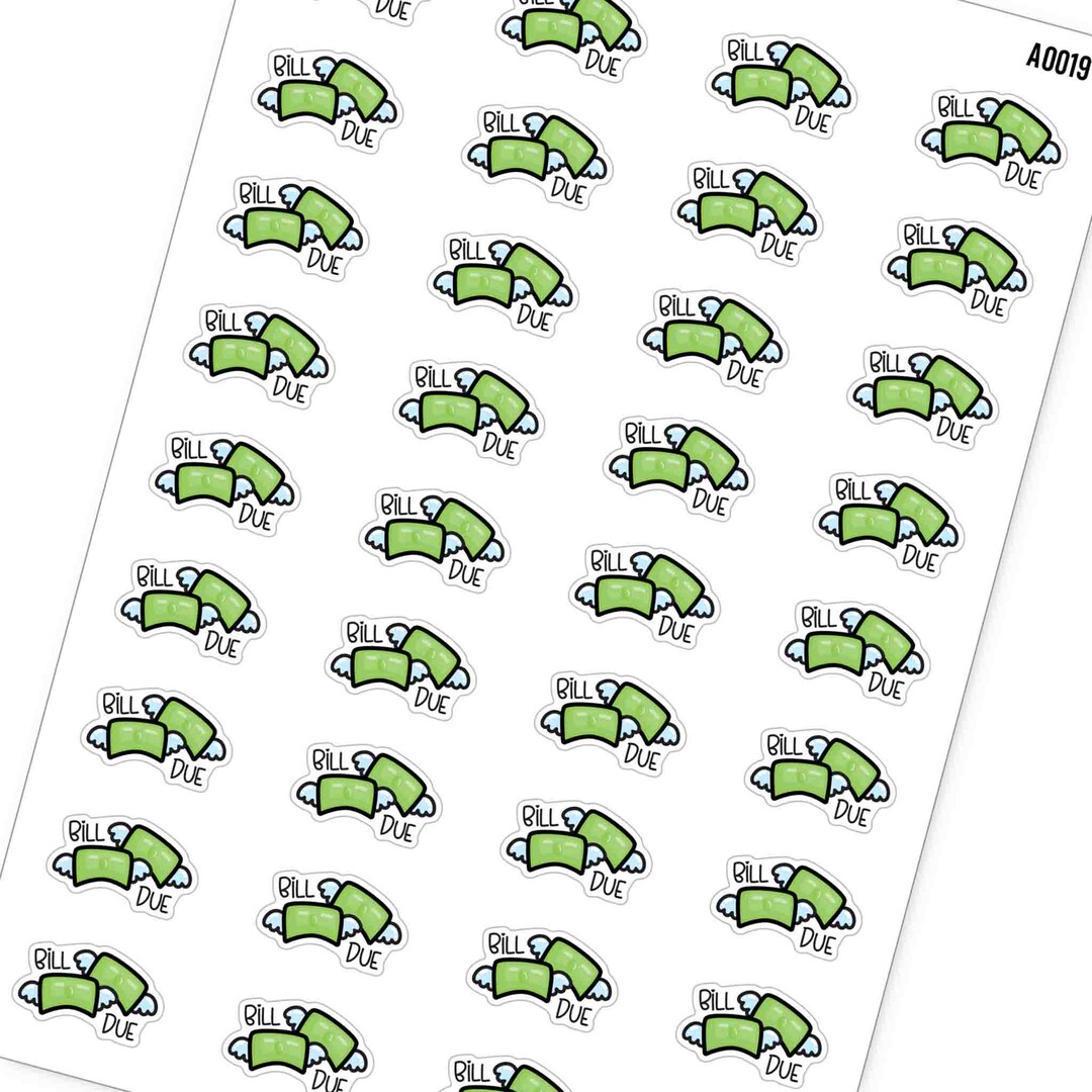 Bill Due Planner Stickers - Money Flying Bill Due Add-on Stickers for ...