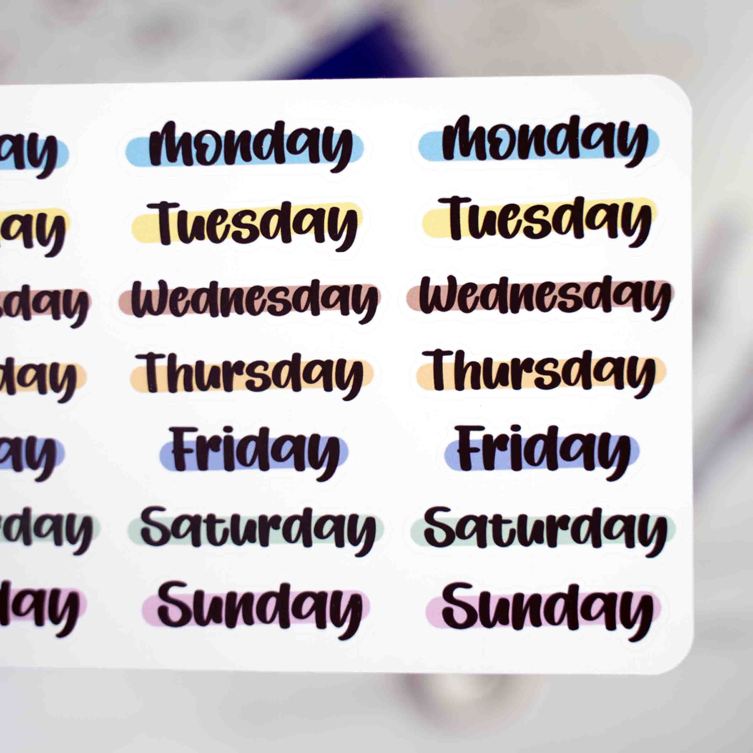 Planner Stickers for Days of the Week Planning Days of the - Etsy
