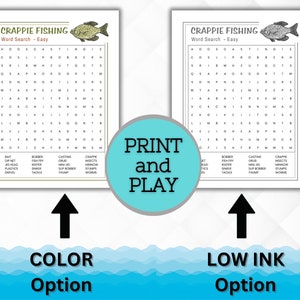 Crappie Fishing Word Search, Word Search for Kids, Crappie Fish ...
