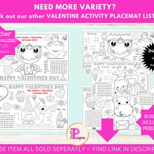 Valentine Day Dinosaur Placemats, Dinosaur Activities for Kids ...