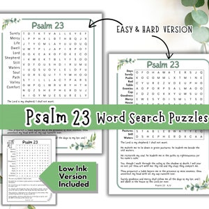 Psalm 23 Word Search, Psalm 23 for Kids, Youth Group Games, Bible Games ...