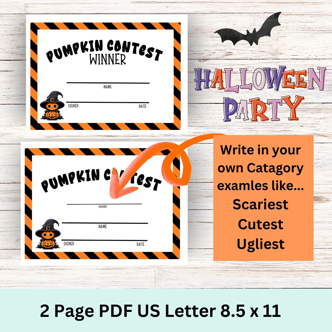 Pumpkin Decorating Contest Ballot, Halloween Voting Ballot, Blank ...