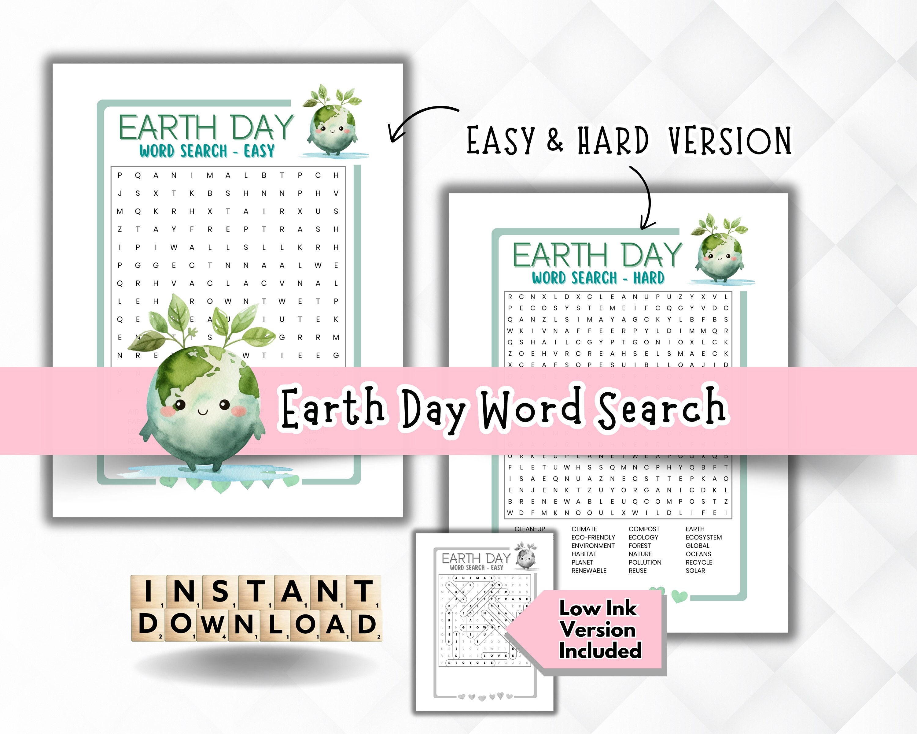 Earth Day Word Search, Earth Day Printable for Kids, Earth Day ...