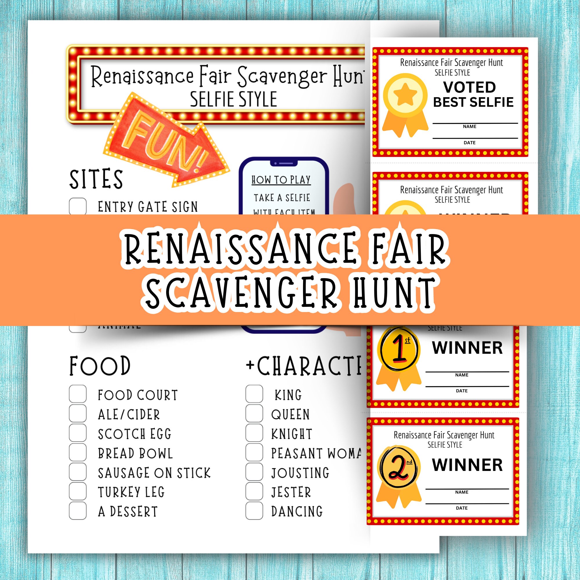 Renaissance Fair Scavenger Hunt, Selfie Scavenger Hunt, Celtic Fair ...