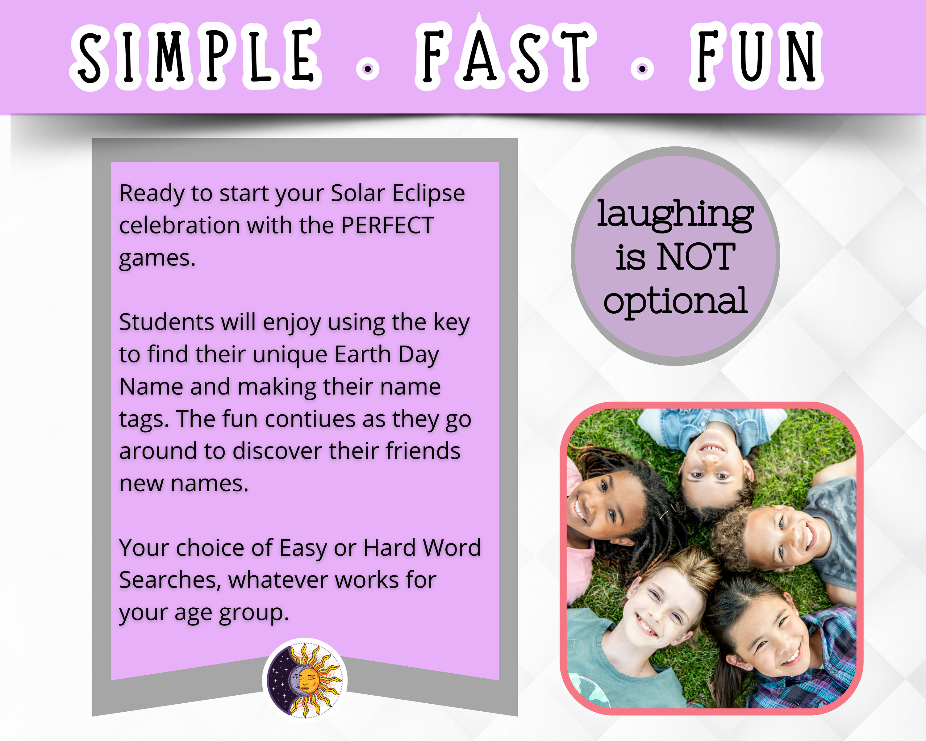 Solar Eclipse Game Bundle, Word Search, Name Game, Games for Kids ...