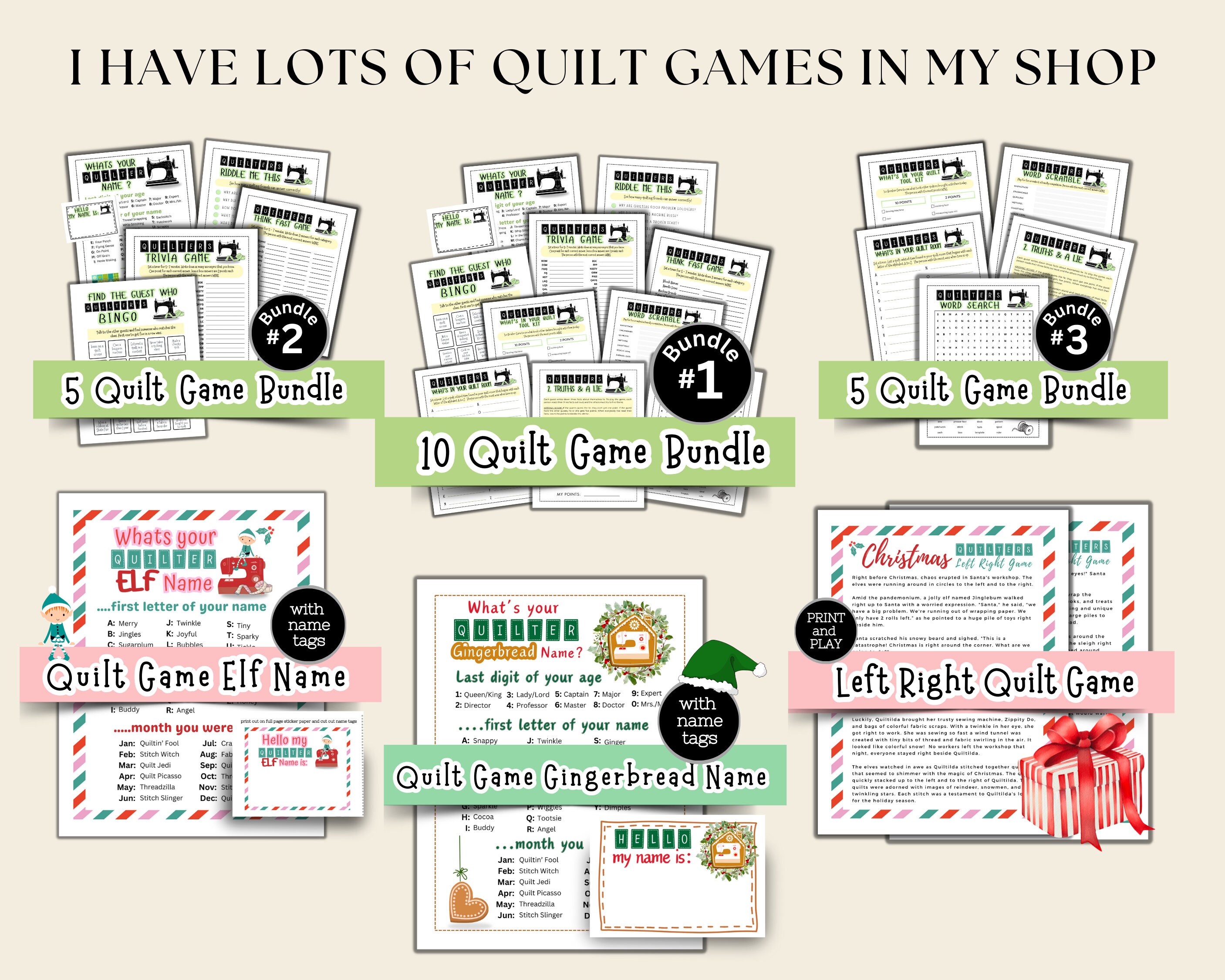 Christmas Quilt Game Bundle, Quilt Guild Games, Quilt Club, Retreat ...