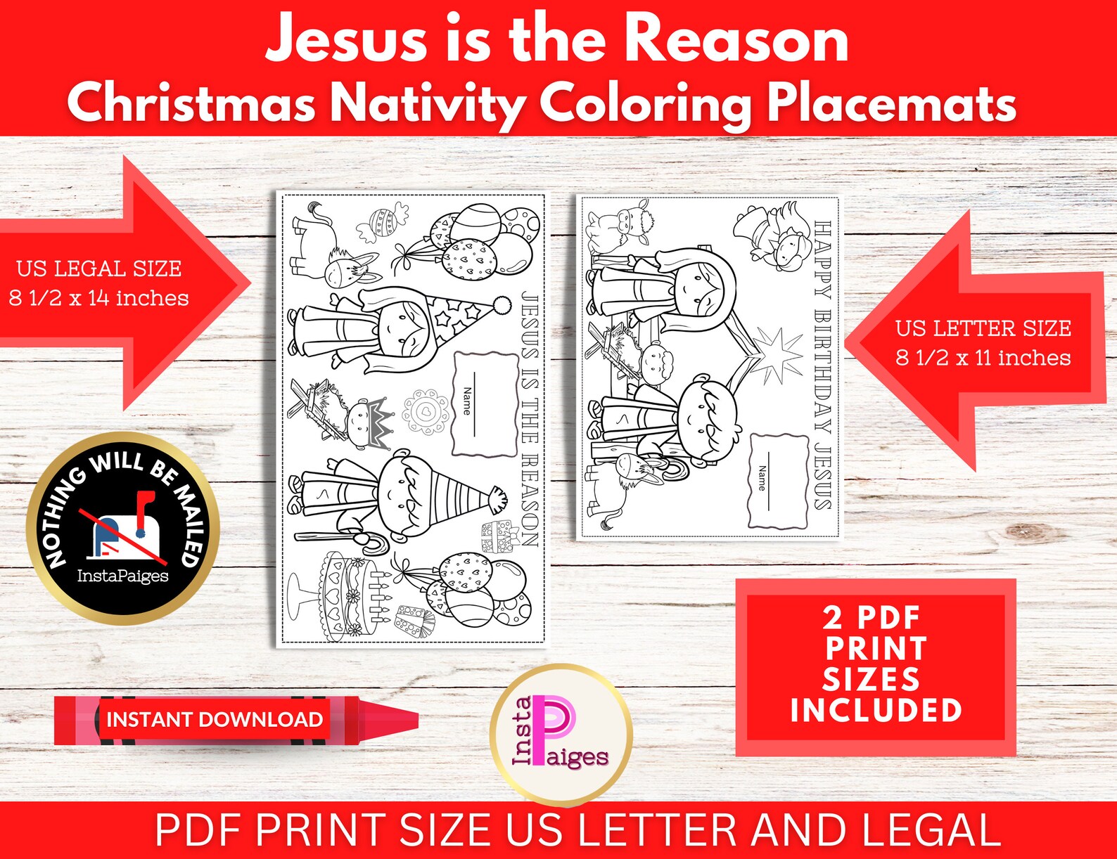 Happy Birthday Jesus Coloring Placemat Pages /jesus is the - Etsy
