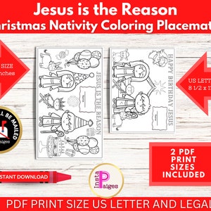 Happy Birthday Jesus Coloring Placemat Pages /jesus is the Reason for ...