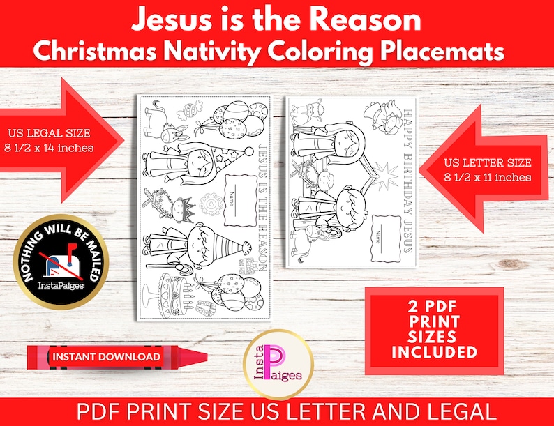 Happy Birthday Jesus Coloring Placemat Pages /jesus is the Reason for ...