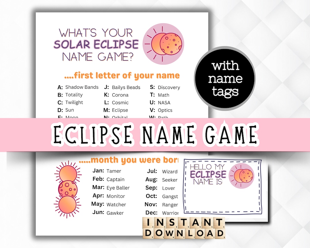 What's Your Solar Eclipse Name Game , Solar Eclipse Games for Kids ...