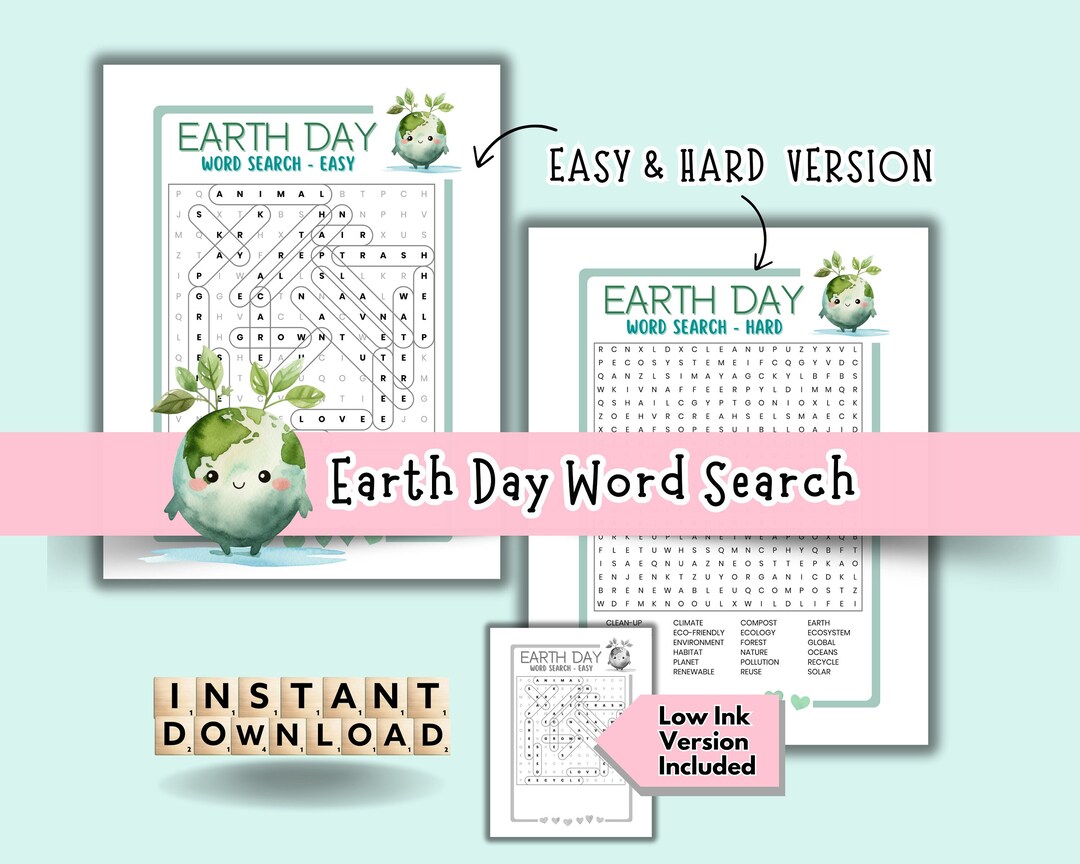 Earth Day Word Search, Earth Day Printable for Kids, Earth Day ...