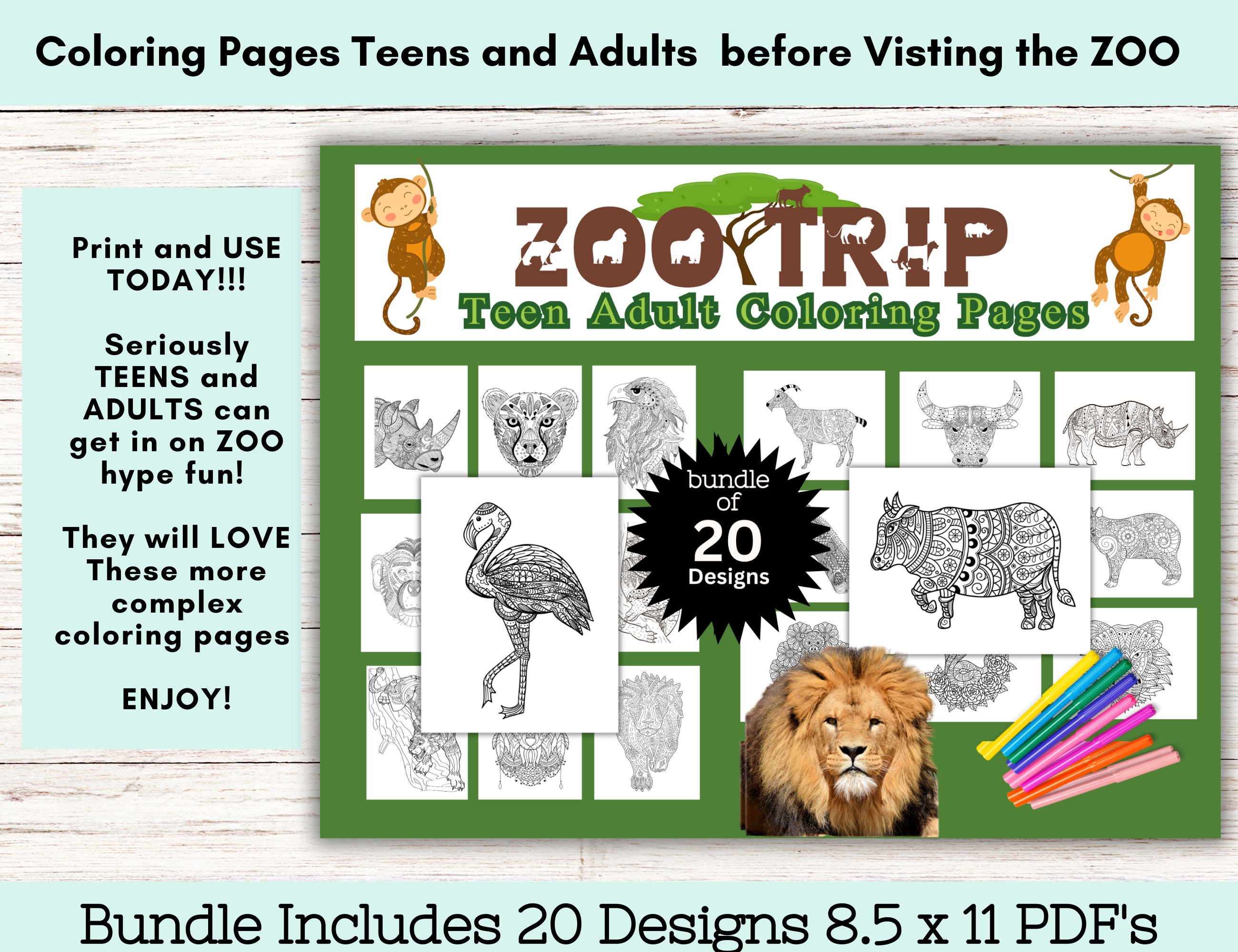 Zoo Scavenger Hunt Game Bundle, Zoo Animals Coloring Pages, A-Z Zoo ...