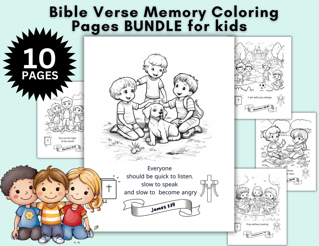 Bible Verse Coloring Pages for Kids, Scripture Memory PDF, Sunday ...