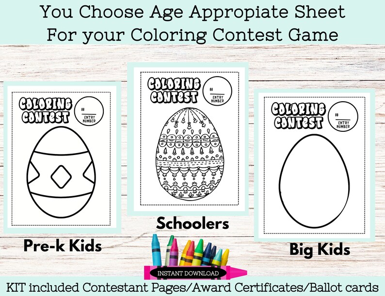 Easter Egg Coloring Contest Easter Coloring Pages Class - Etsy