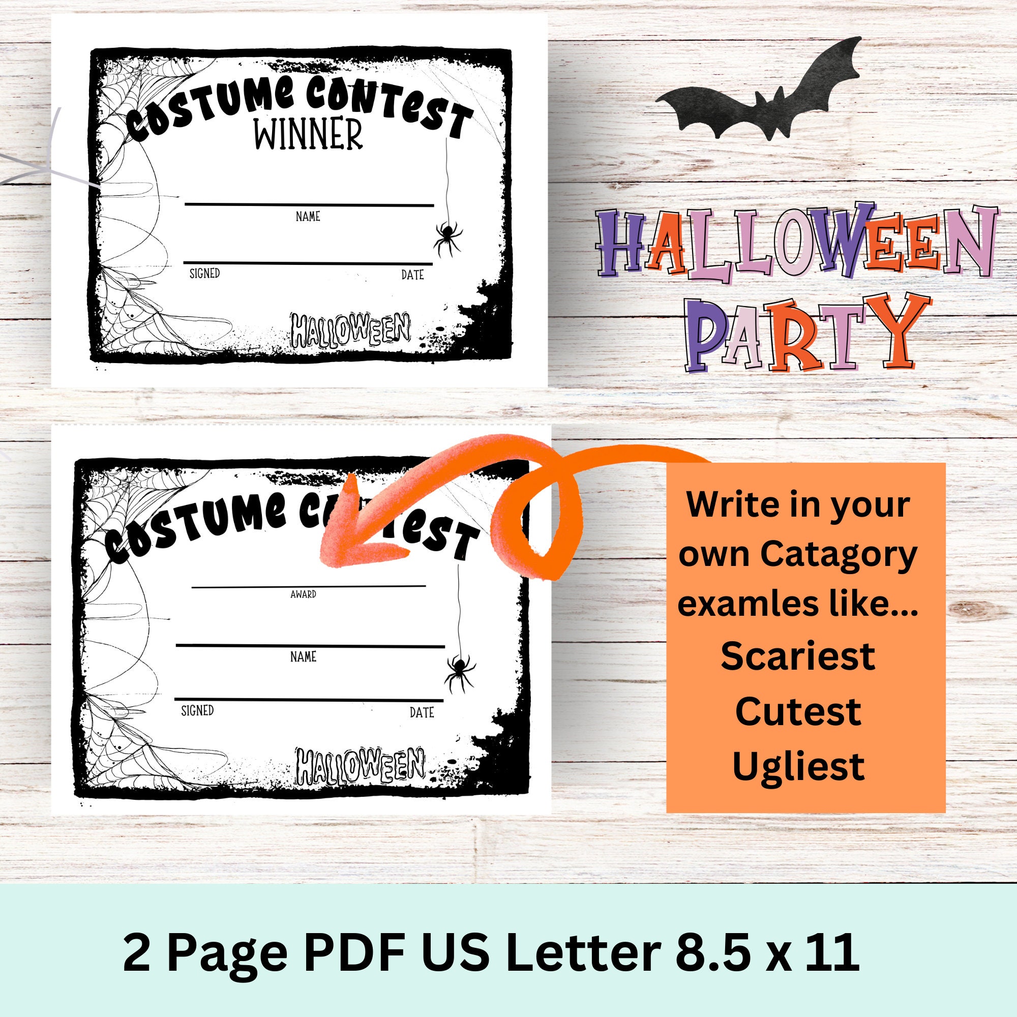 Halloween Costume Contest Ballot, Halloween Voting Ballot, Blank ...