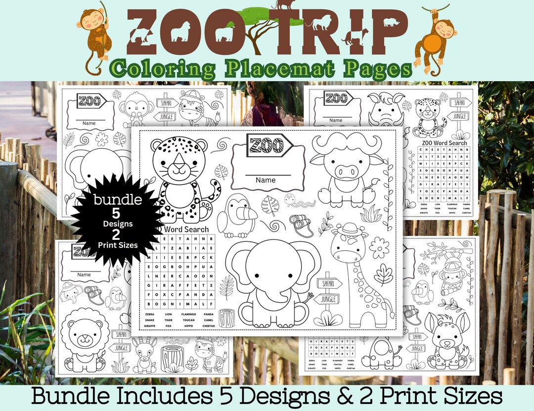 Zoo Animals Coloring Pages / Safari Coloring Activity Pages / Jungle ...