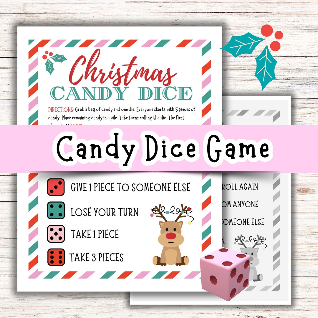 Christmas Candy Dice Game, Christmas Party Dice Games, Dice Game for ...