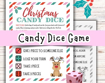 Christmas Candy Dice Game, Christmas Dice Game, Printable Christmas ...