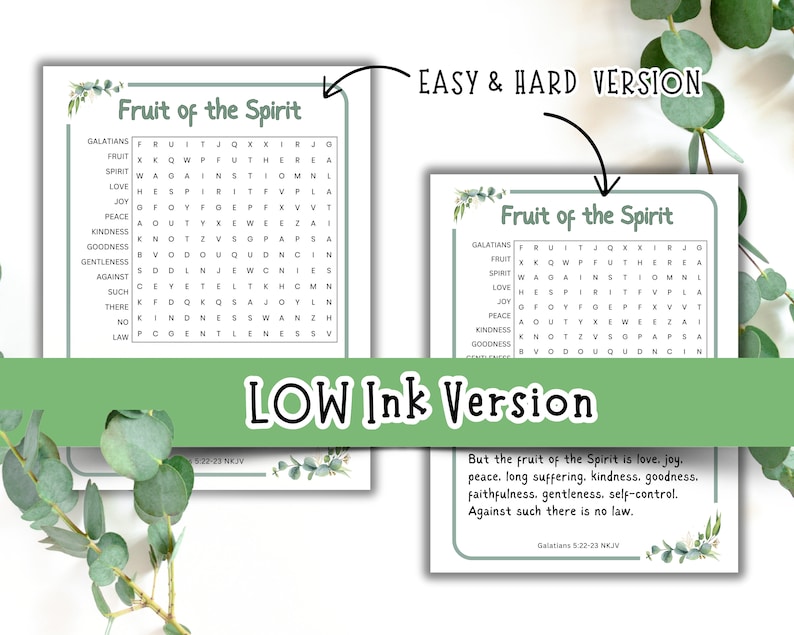 Fruit of the Spirit Word Search, Galatians 5 22, Bible Study Printable ...
