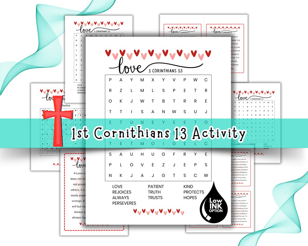 Corinthians 13 Word Search, Love Never Fails, Bible Study Printable ...