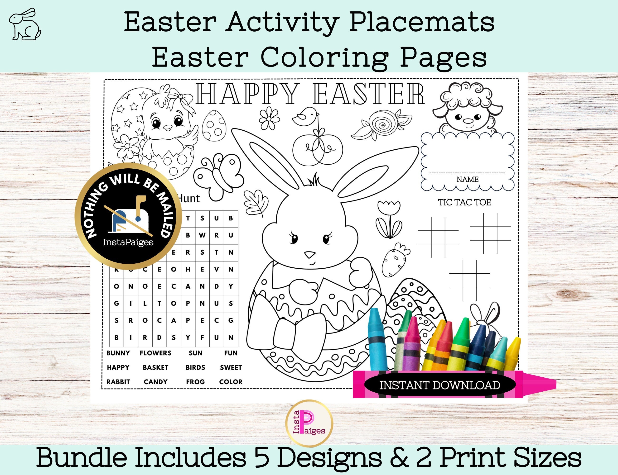Easter Coloring Pages Activity Placemats, Easter Activity Sheets ...
