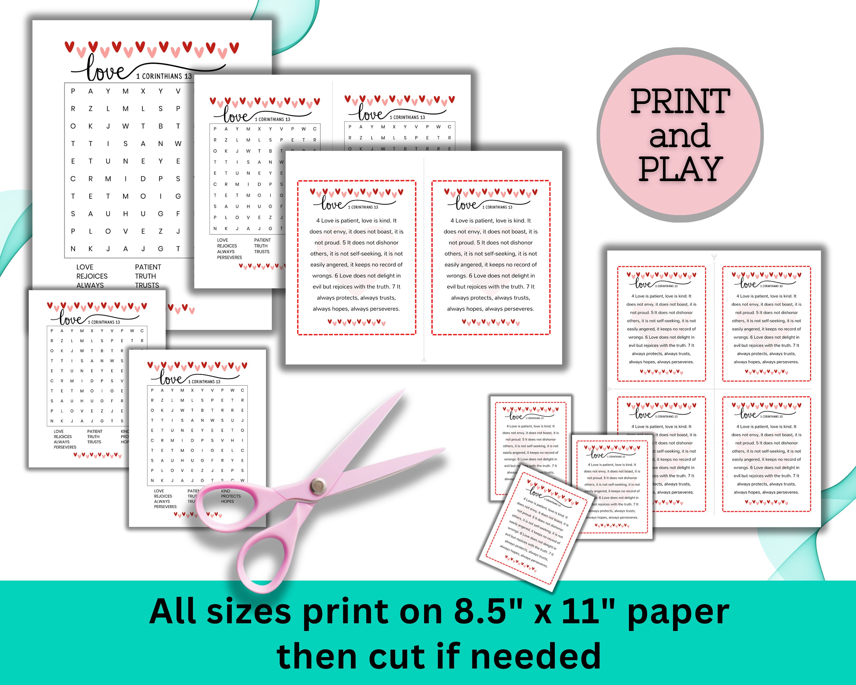 Corinthians 13 Word Search, Love Never Fails, Bible Study Printable ...
